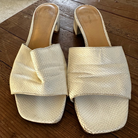Reformation | Shoes | Reformation Cream Mules With Textured Woven ...
